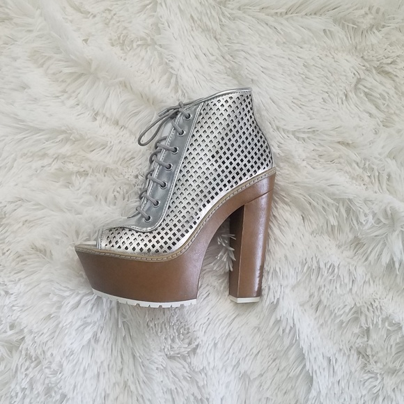 Dollhouse | Shoes | New Perforated Peep Toe Platform Booties | Poshmark